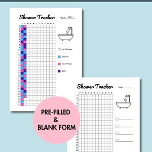 Shower Tracker Printable Hygiene Tracker PDF Hair Wash Tracker Year in ...