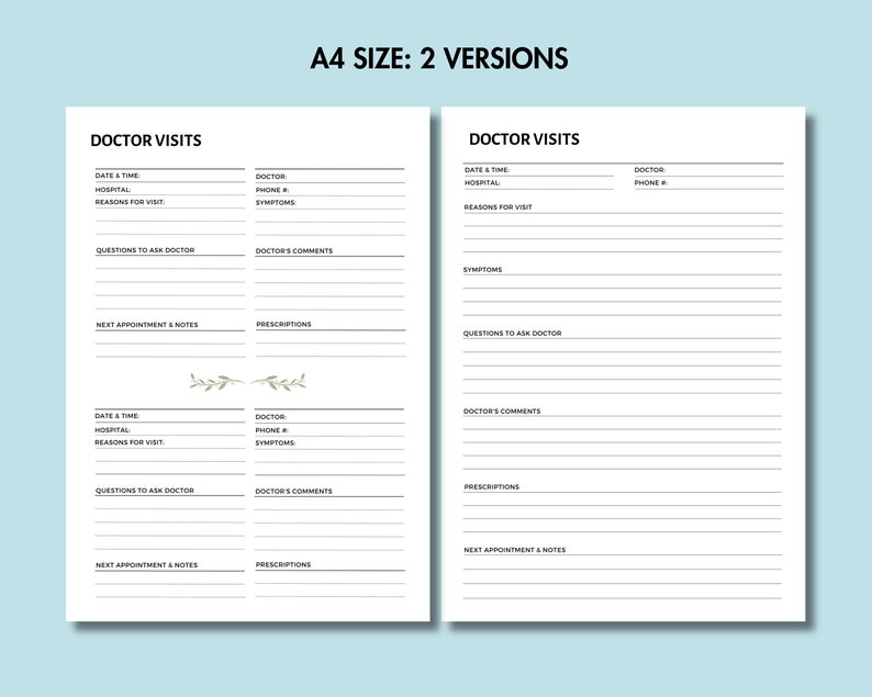 Doctor Visit Tracker Printable Medical Appointment Tracker PDF ...