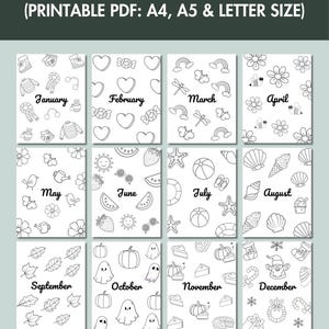 12 Month Journal Title Page Bundle Printable Journal Cover Page ...