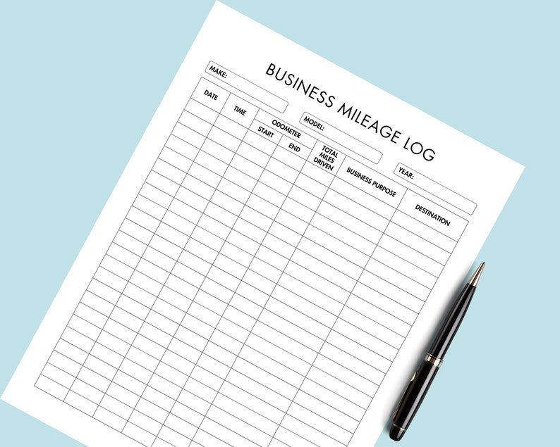 Business Mileage Log Book PDF Printable Vehicle Mileage Log Book for ...