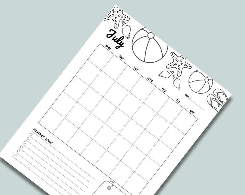 July Journal Title Page & July Monthly Planner Undated Printable July ...