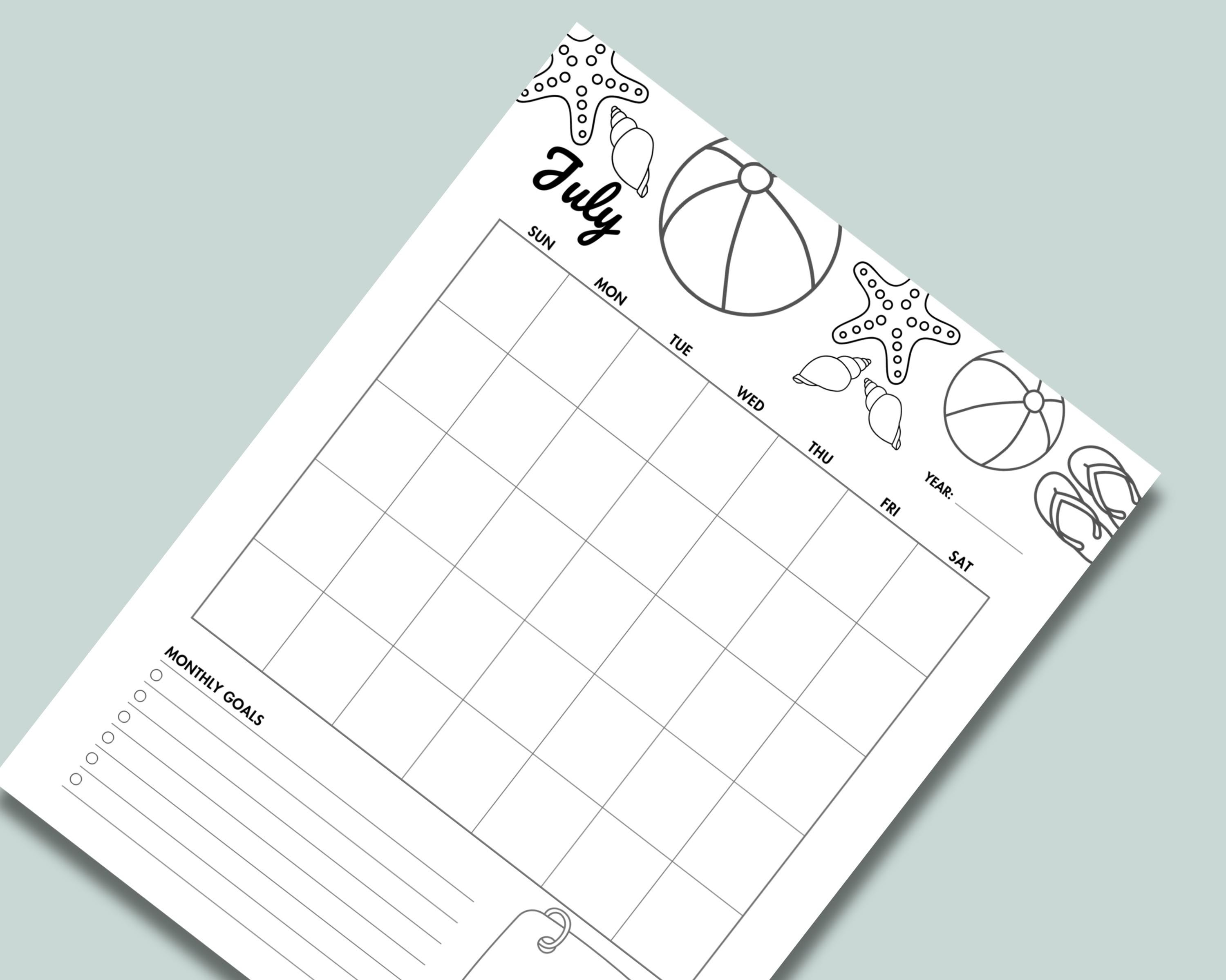 July Journal Title Page & July Monthly Planner Undated Printable July ...