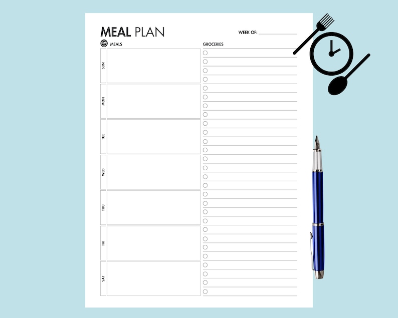 Meal Planner Printable Weekly Food Journal Weekly Meal Tracker ...