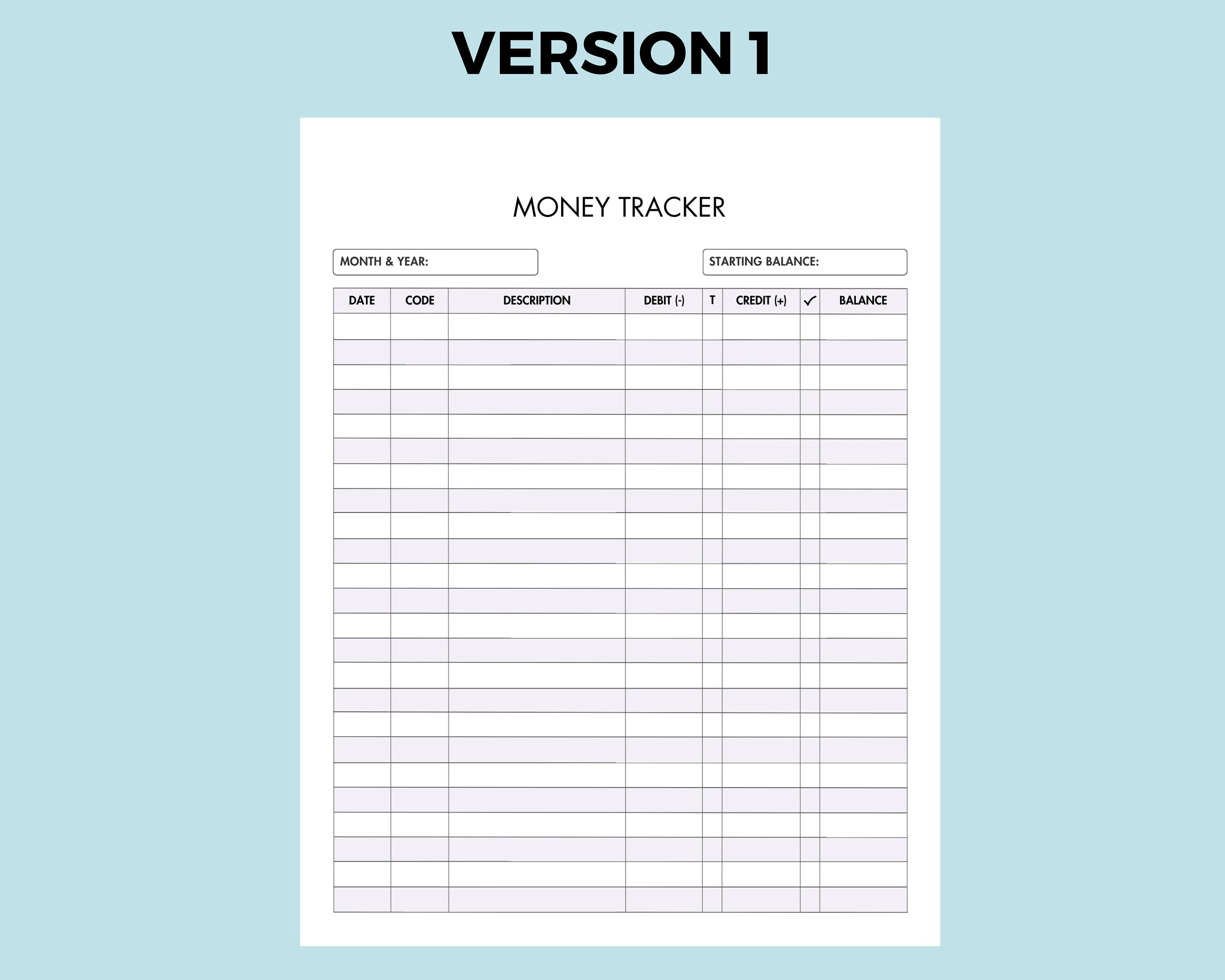 Money Tracker Printable Expense & Income Tracker Checkbook - Etsy