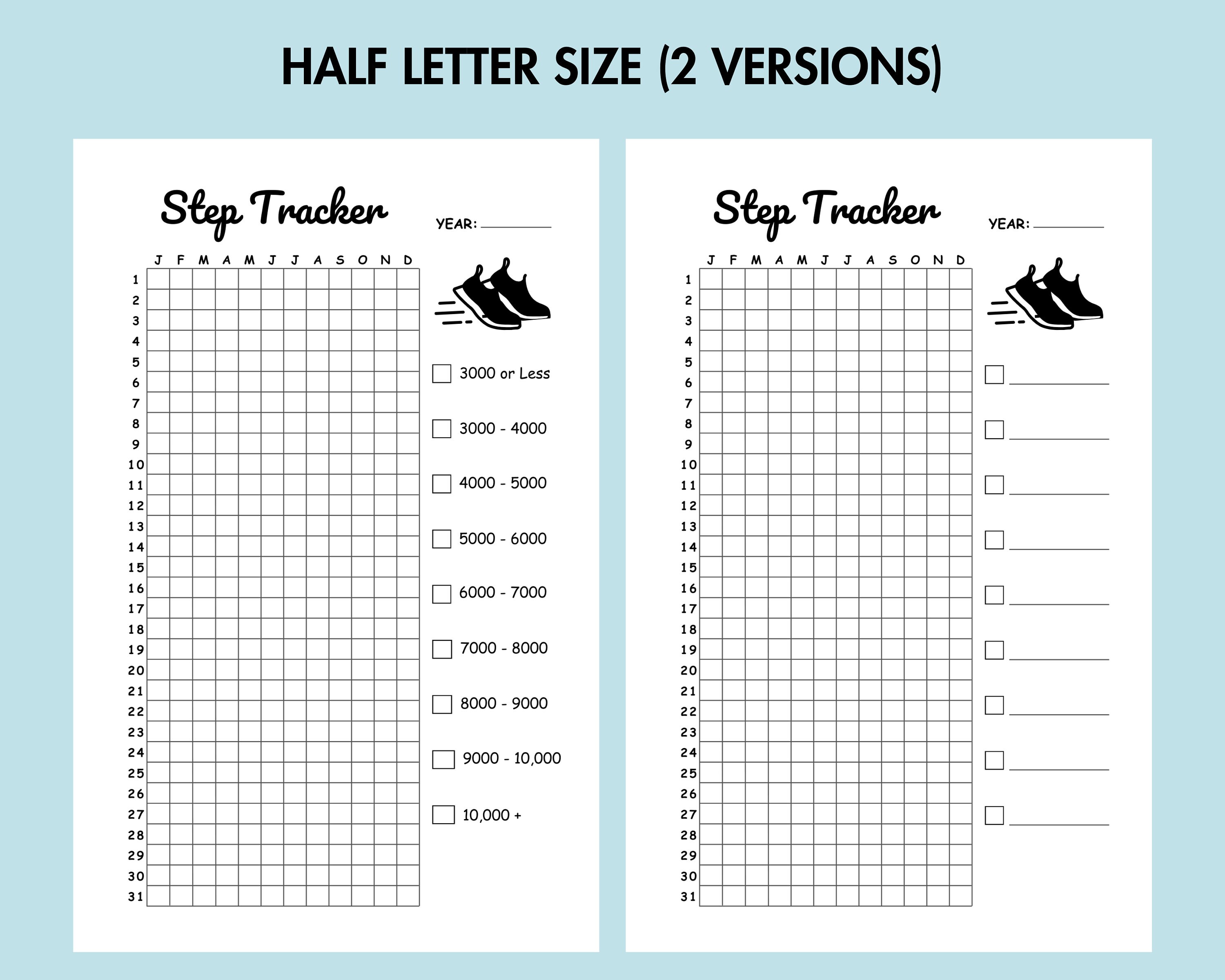 Step Tracker Printable, Yearly Step Log, Fitness Tracker, Exercise ...