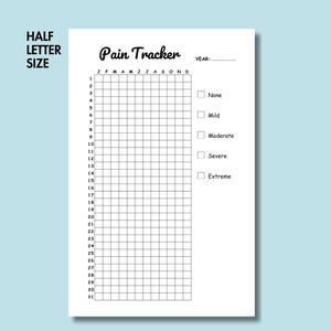 Pain Tracker Printable Journal Page Daily Yearly Pain Log Pain ...