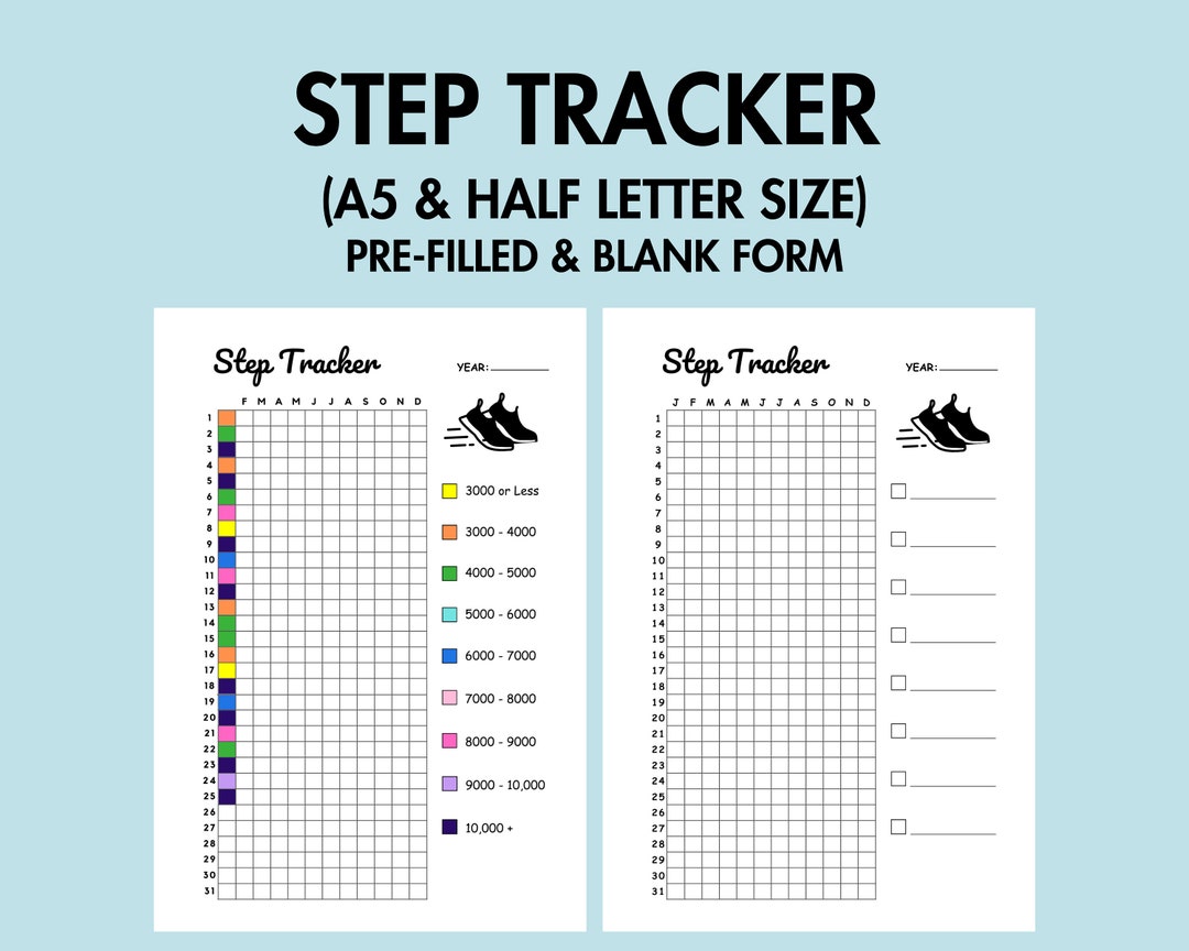 Step Tracker Printable Step Goal Planner Fitness Tracker PDF Exercise ...
