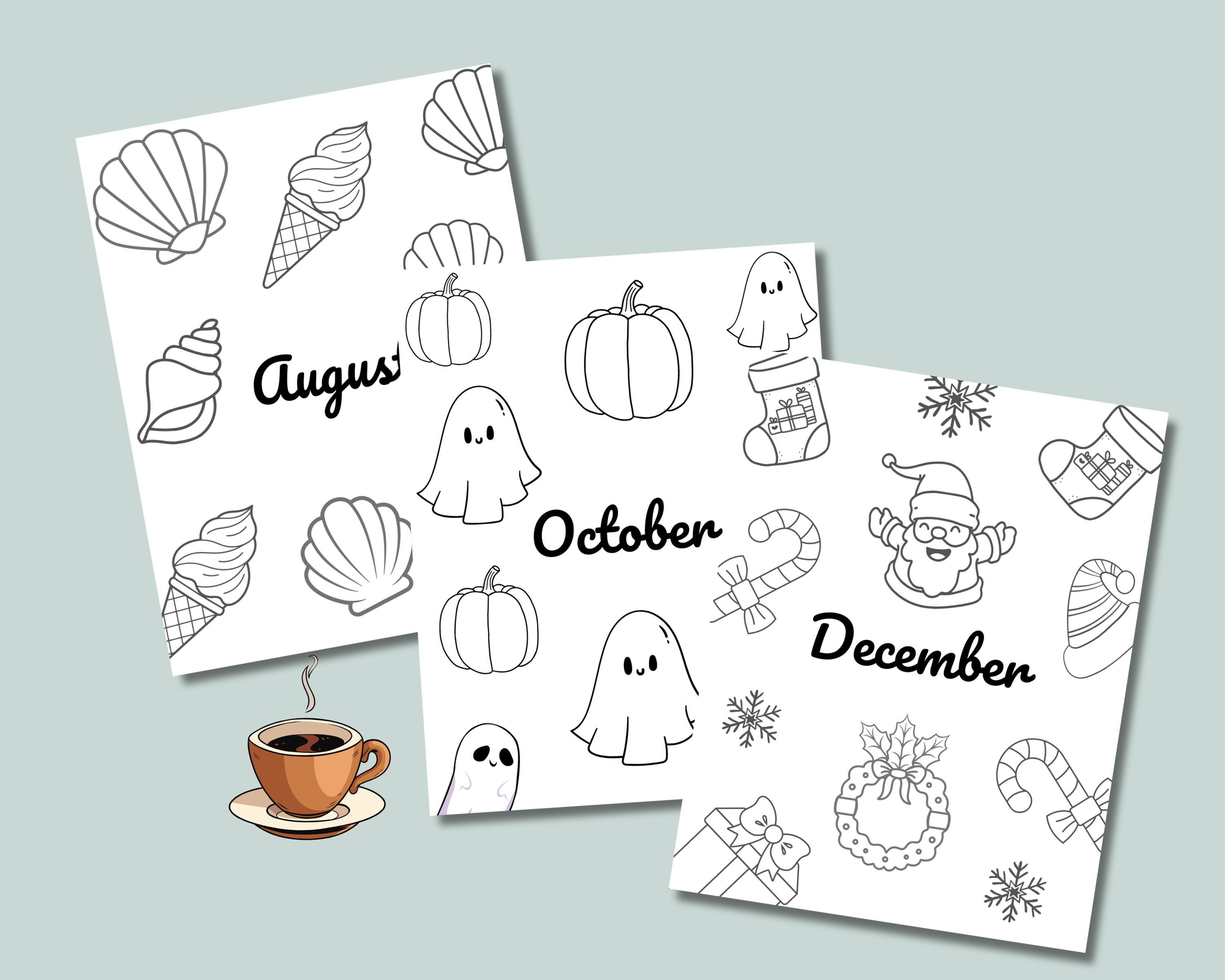 Monthly Journal Title Page and Undated Monthly Planner Set Printable ...