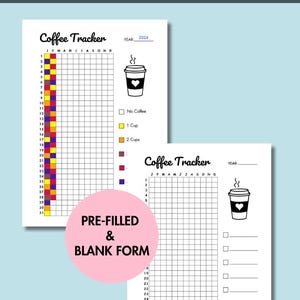 Coffee Tracker Printable Caffeine Log Year in Pixel Daily Yearly Health ...