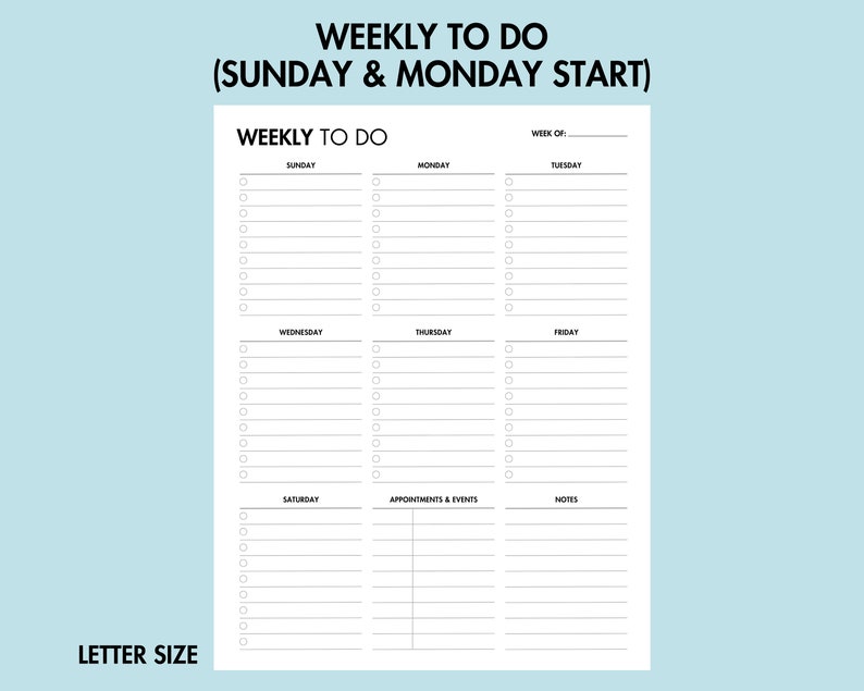 To Do List Planner Printable Time Management PDF Daily Weekly Monthly ...