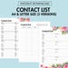 Contact List Printable Address Book PDF Phone Number Organizer ...