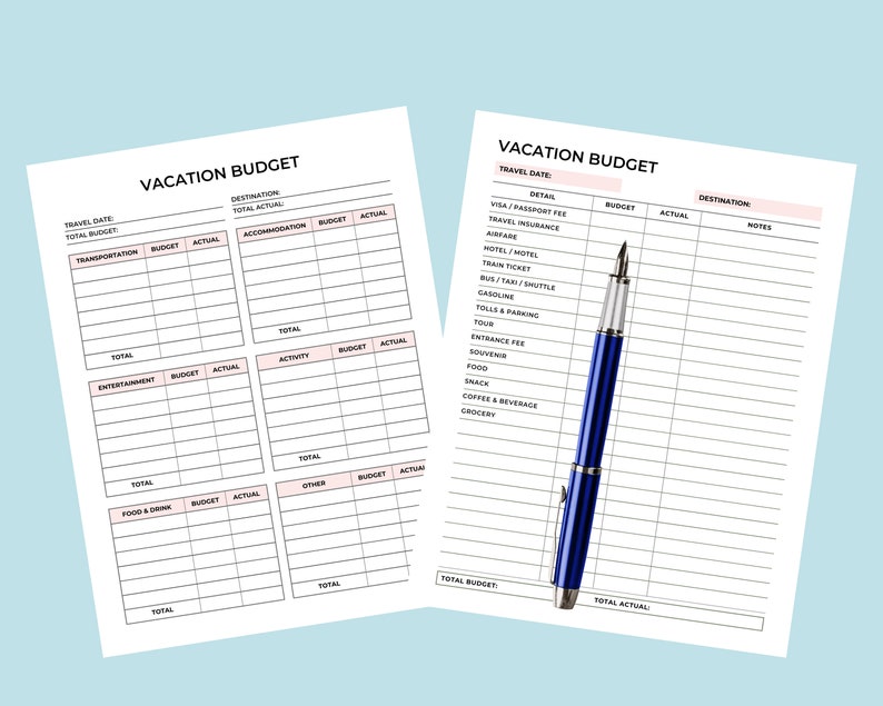 Vacation Budget Planner Printable Travel Budget Planner PDF Vacation ...