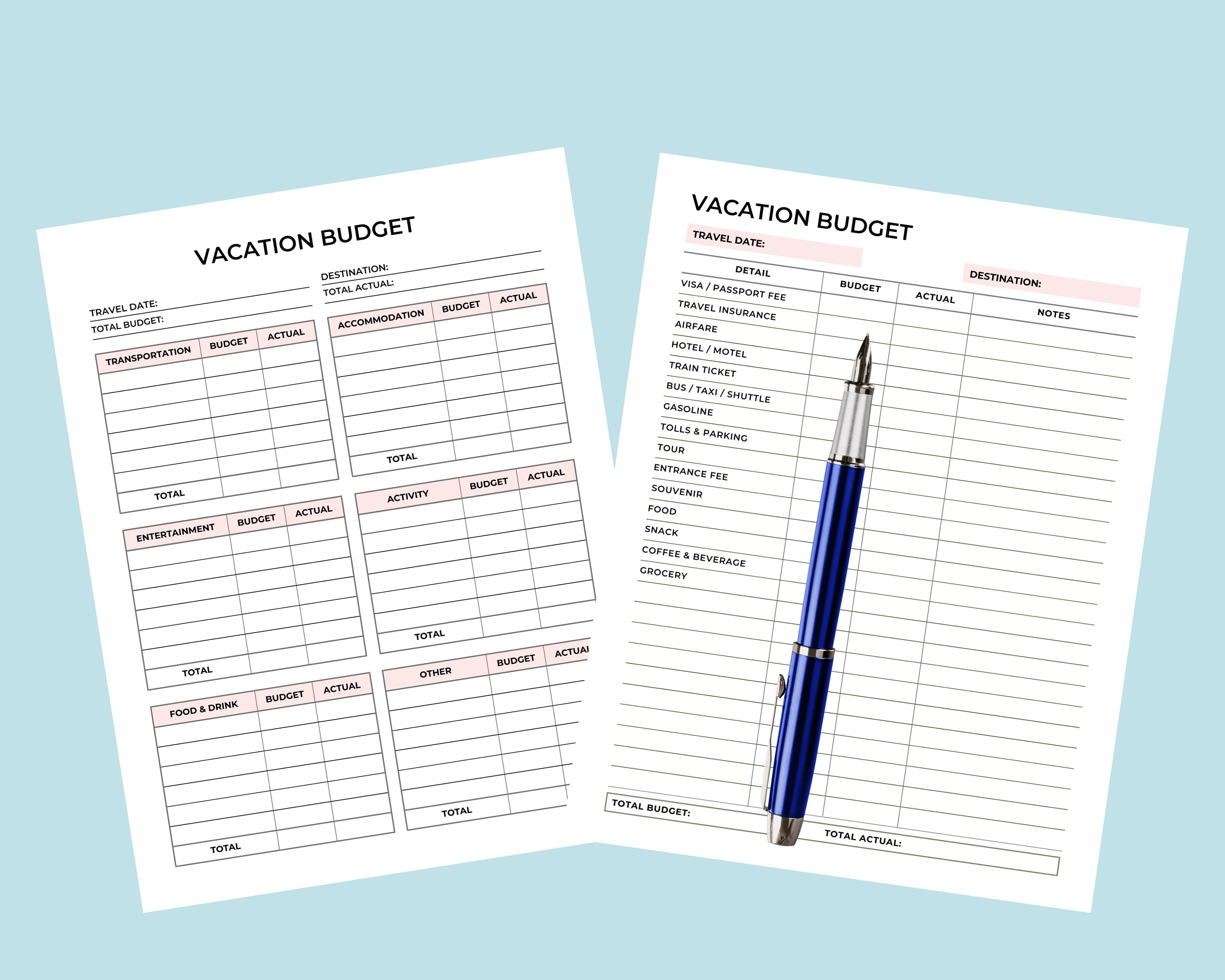 Vacation Budget Planner Printable Travel Budget Planner PDF Vacation ...