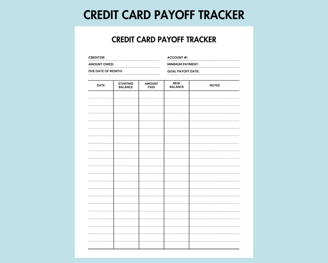 Credit Card Payment Tracker, Credit Card Transaction Tracker & Payoff ...