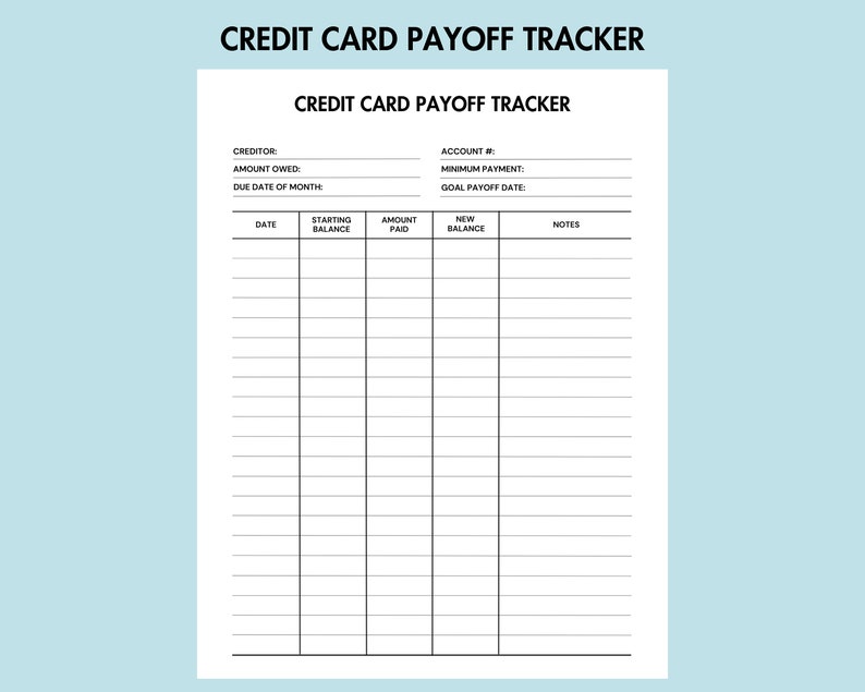 Credit Card Payment Tracker, Credit Card Transaction Tracker & Payoff ...