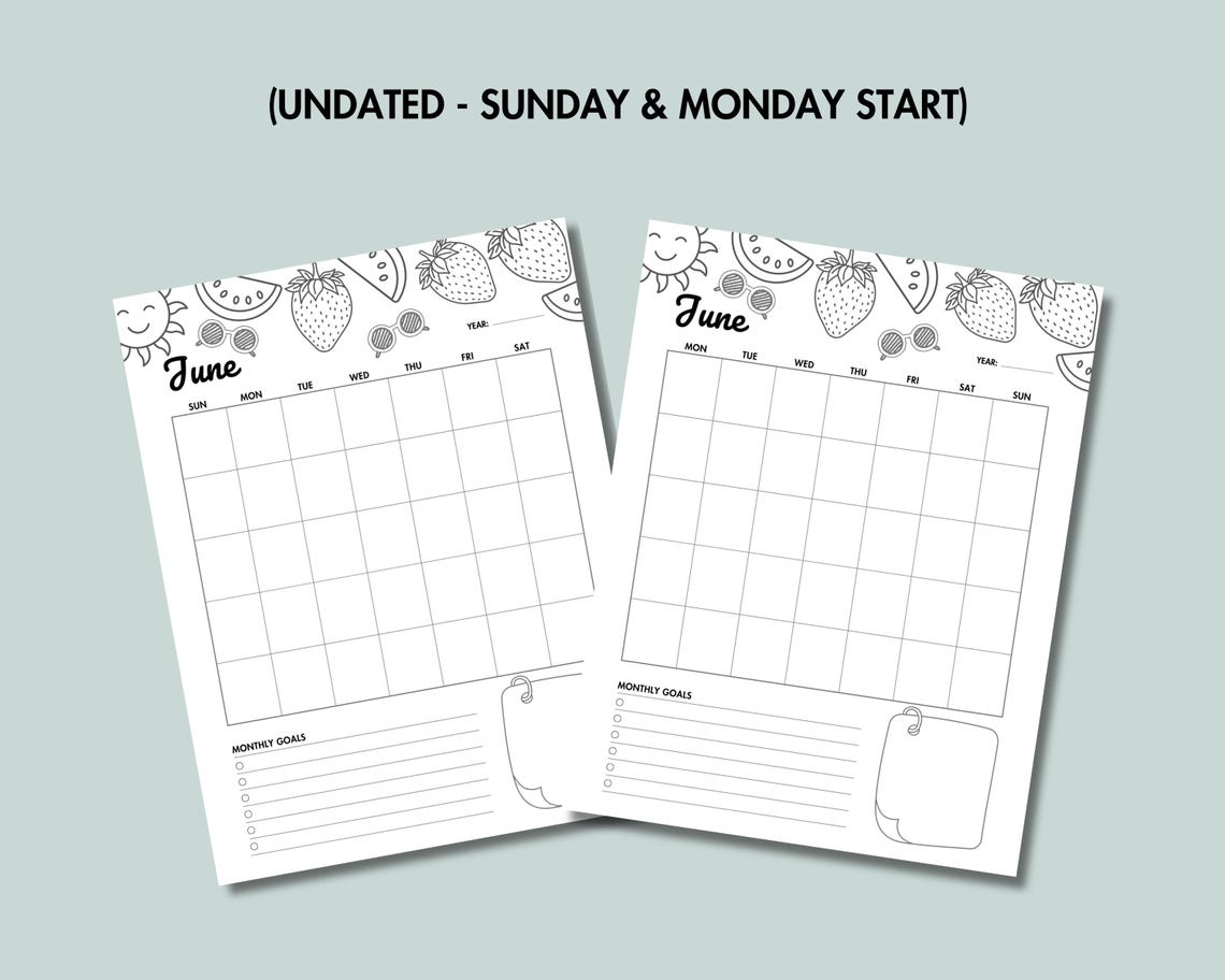 June Journal Title Page & June Monthly Planner Undated Printable June ...