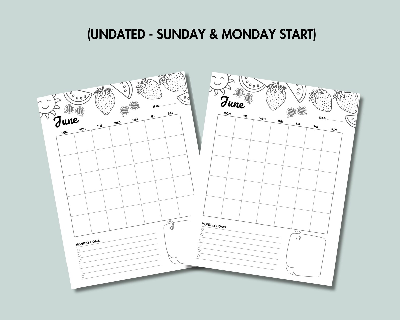 June Journal Title Page & June Monthly Planner Undated Printable June ...