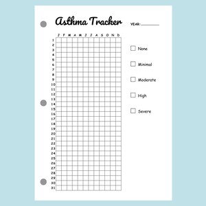Asthma Tracker Printable Monthly Asthma Log & Inhaler Tracker ...