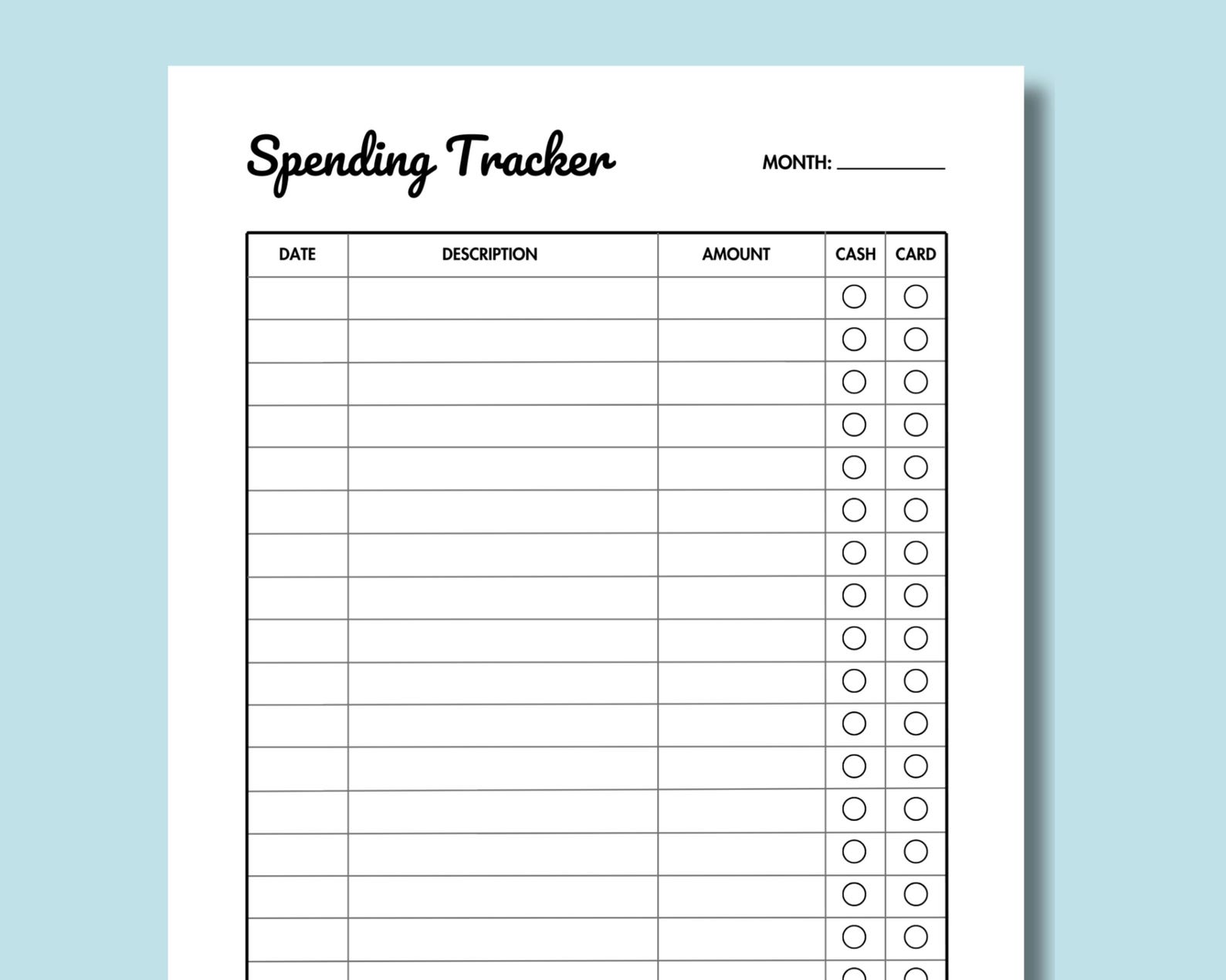 Spending Tracker Printable Minimalist Spending Log for Budgeting ...