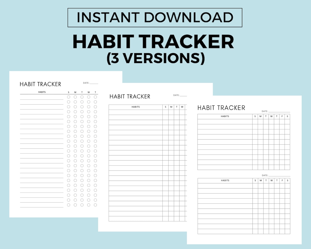 Weekly Habit Tracker Printable Instant Download, Weekly Habit Checklist ...