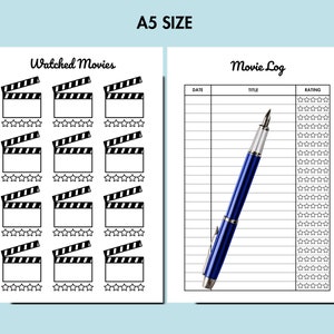Watched Movie Tracker Printable Movie Review Logbook PDF Watched Movie ...
