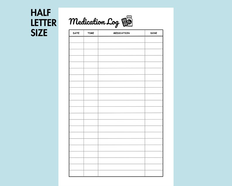 Medication Log Printable Medication Tracker Daily Medicine Tracker PDF ...