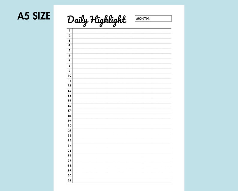 Daily Highlight PDF Printable Highlight of the Day PDF Gratitude ...