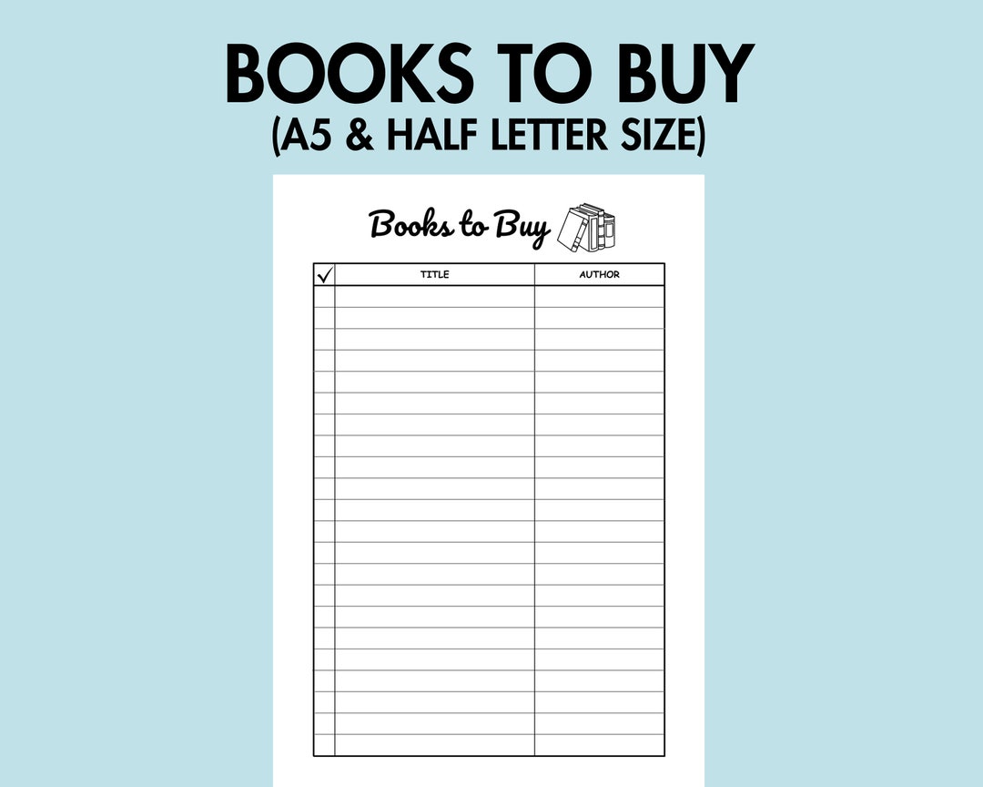 Book to Buy Tracker Printable Book Challenge PDF Book Log, Reading ...