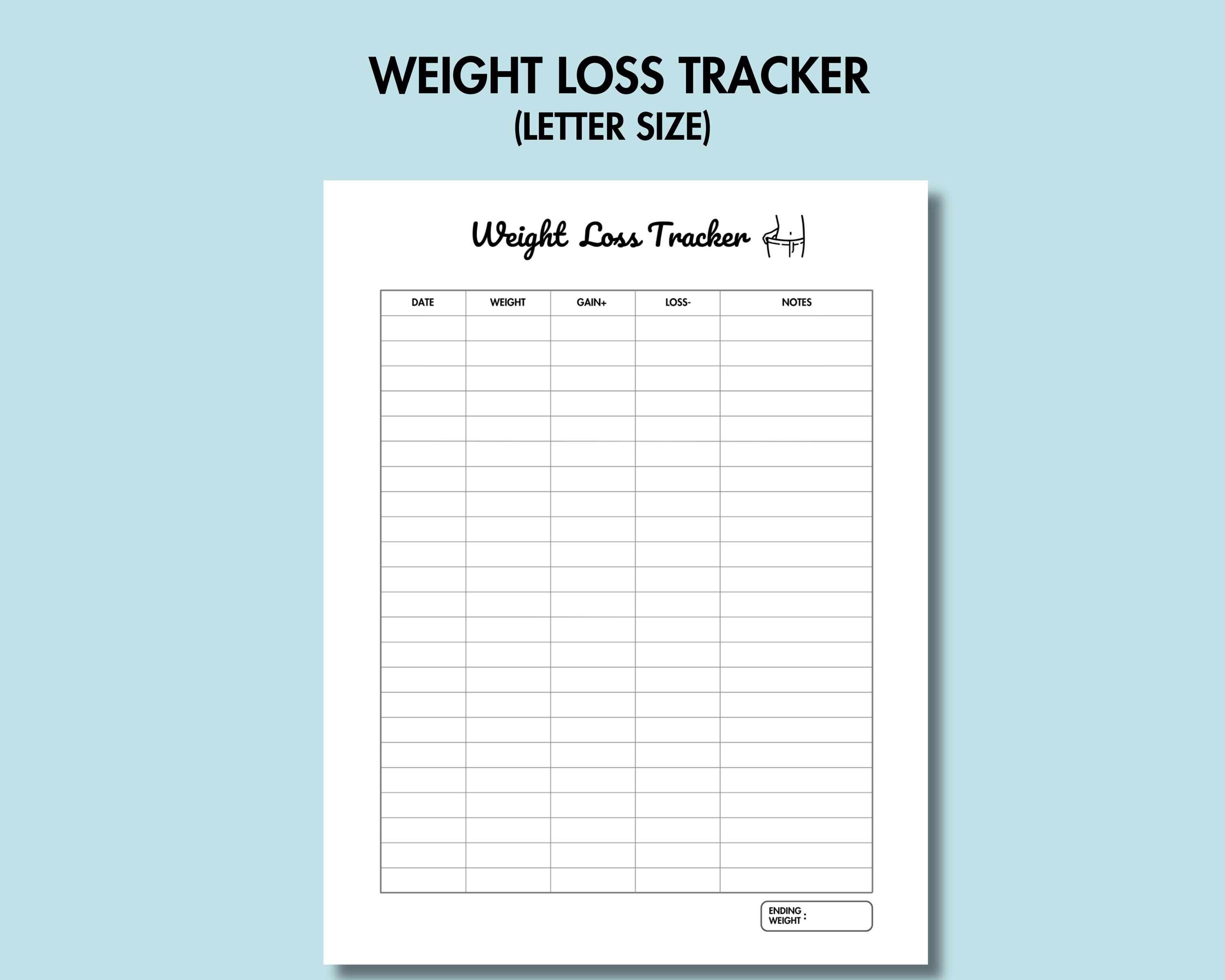 Weight Loss Tracker Printable Body Measurement Log Weight Management ...