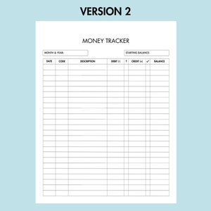 Money Tracker Printable Income and Expense Tracker PDF Checkbook ...