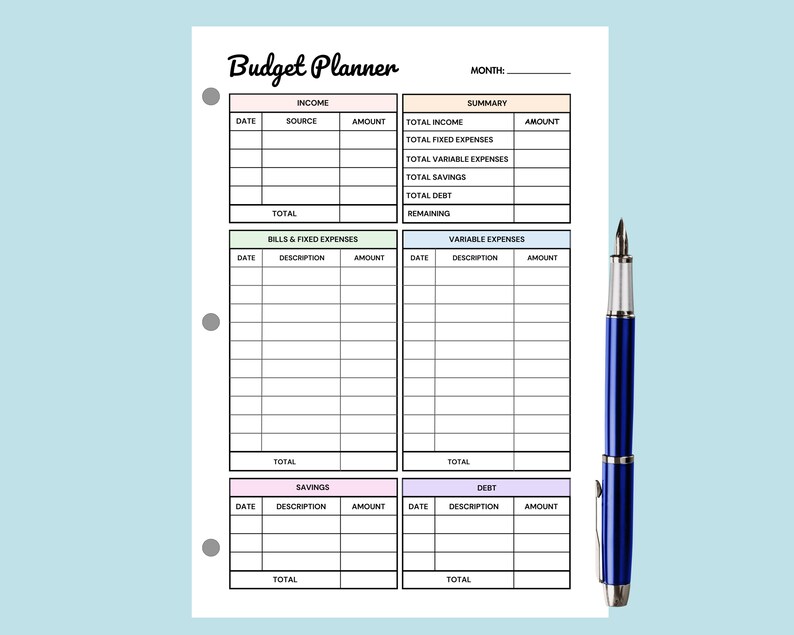 Monthly Budget Planner Printable Budget Tracker Budget by Paycheck ...