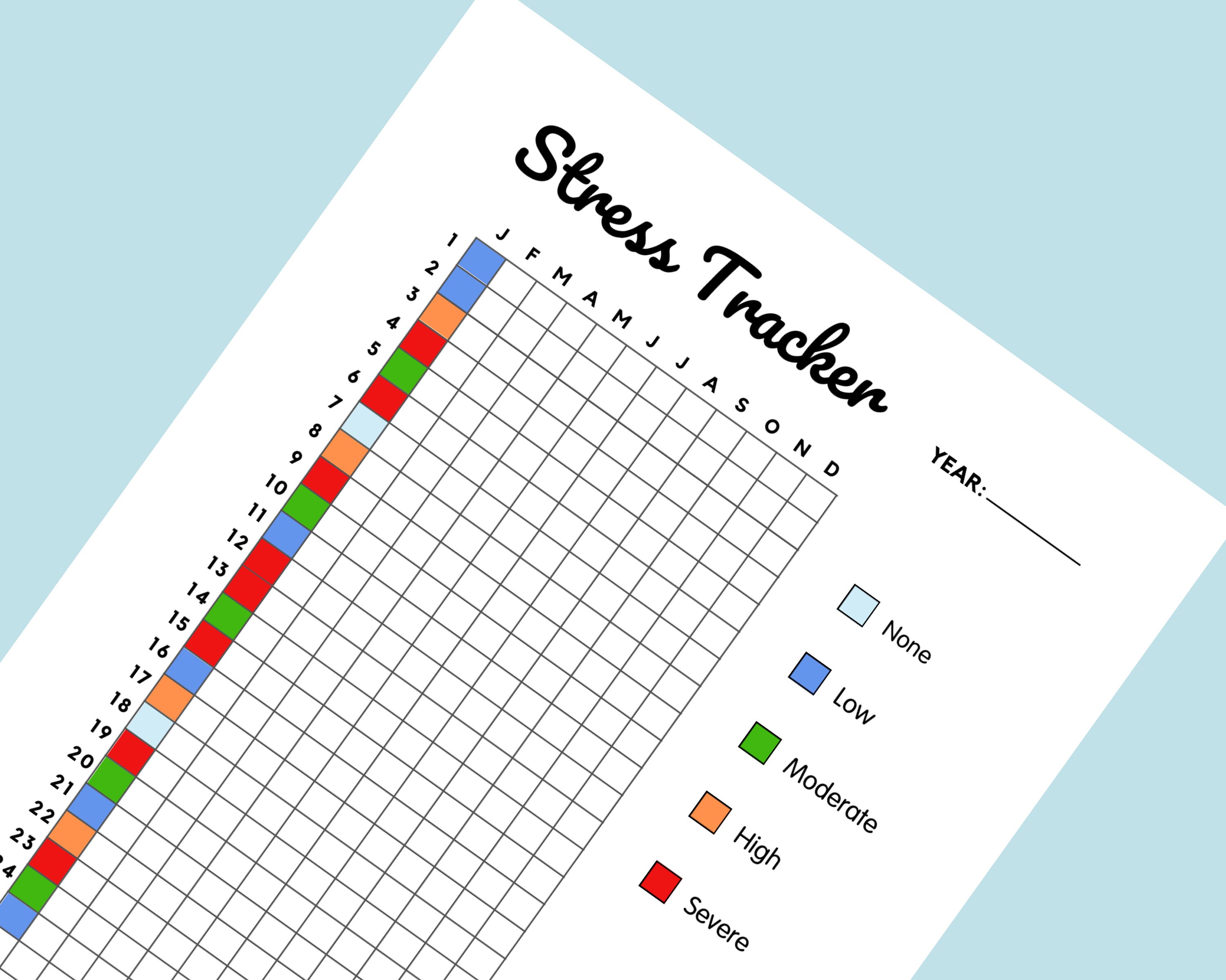 Stress Tracker Printable, Self Care Journal, A5 Planner Inserts ...