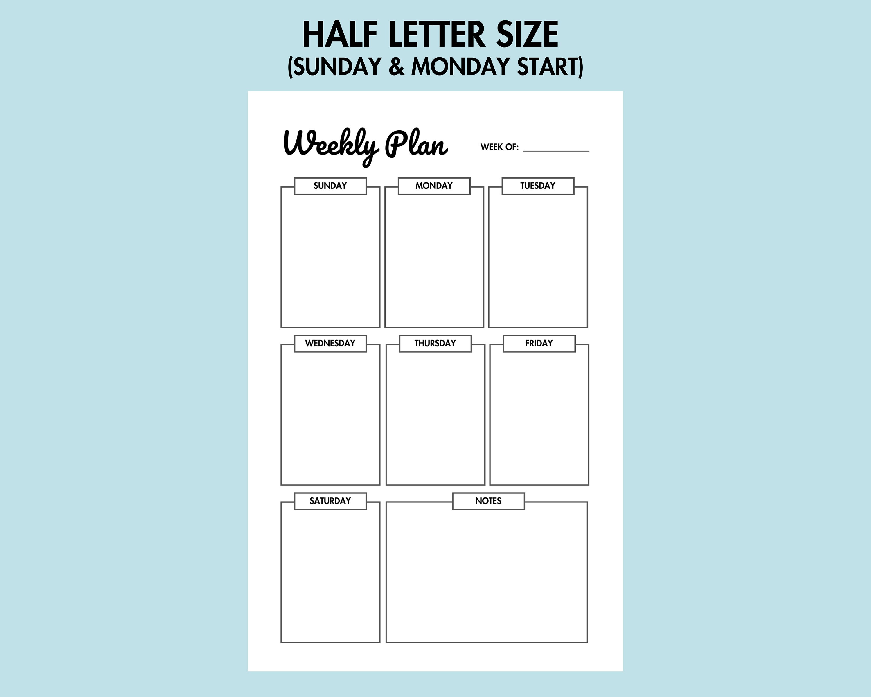 Weekly Planner Undated Printable Weekly Work Schedule PDF Weekly to Do ...