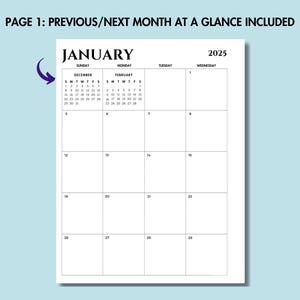 2025 Monthly Calendar Printable 2 Page Spread 2025 Monthly Planner With ...