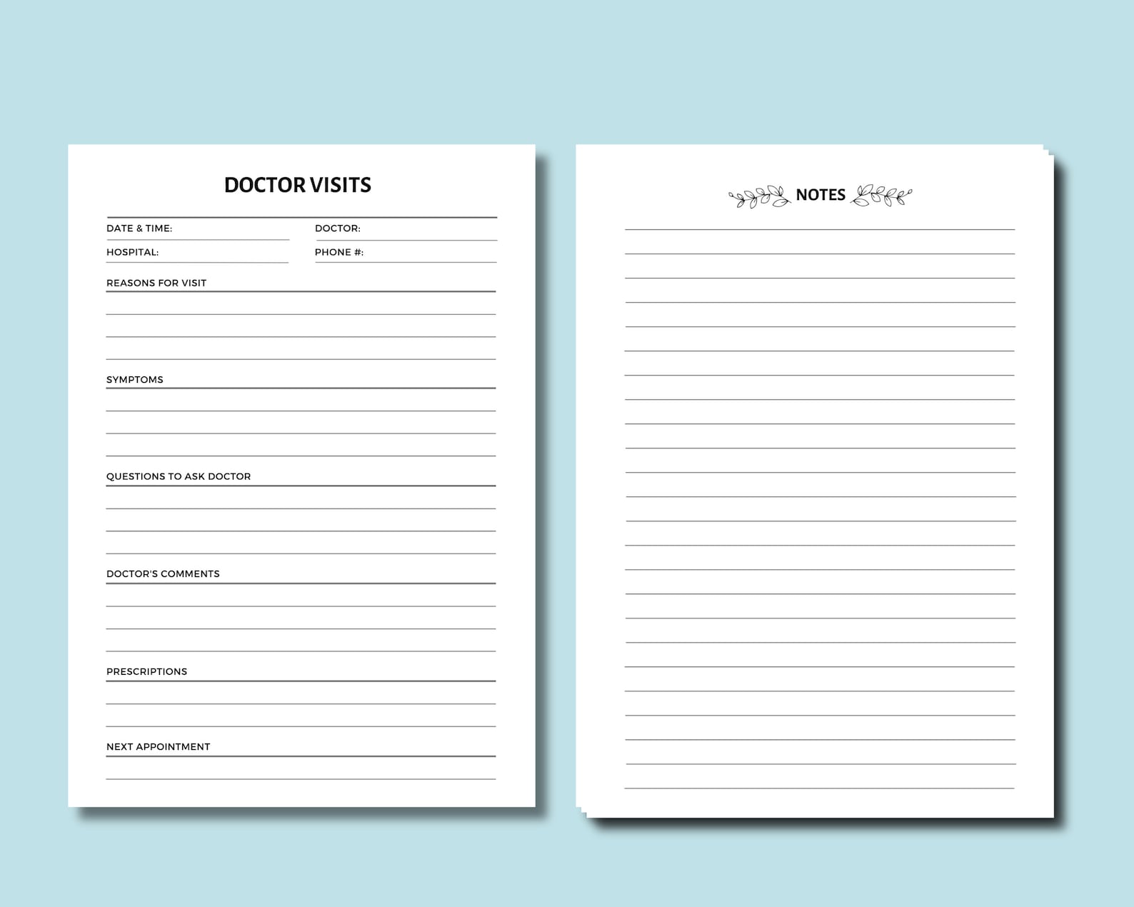 Doctor Visit Note Printable Doctor Appointment Planner Doctor Note Page ...