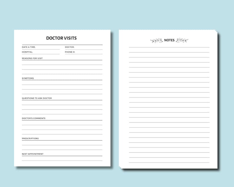 Doctor Visit Note Printable Doctor Appointment Planner Doctor Note Page ...