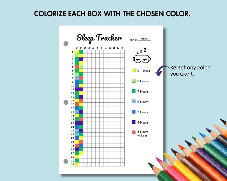 Sleep Tracker Printable Journal Page Daily Yearly Sleep Chart PDF Sleep ...