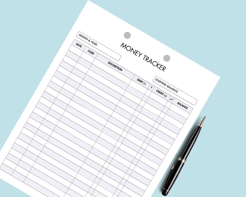 Money Tracker Printable Income and Expense Tracker PDF Checkbook ...