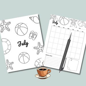 July Journal Title Page & July Monthly Planner Undated Printable July ...