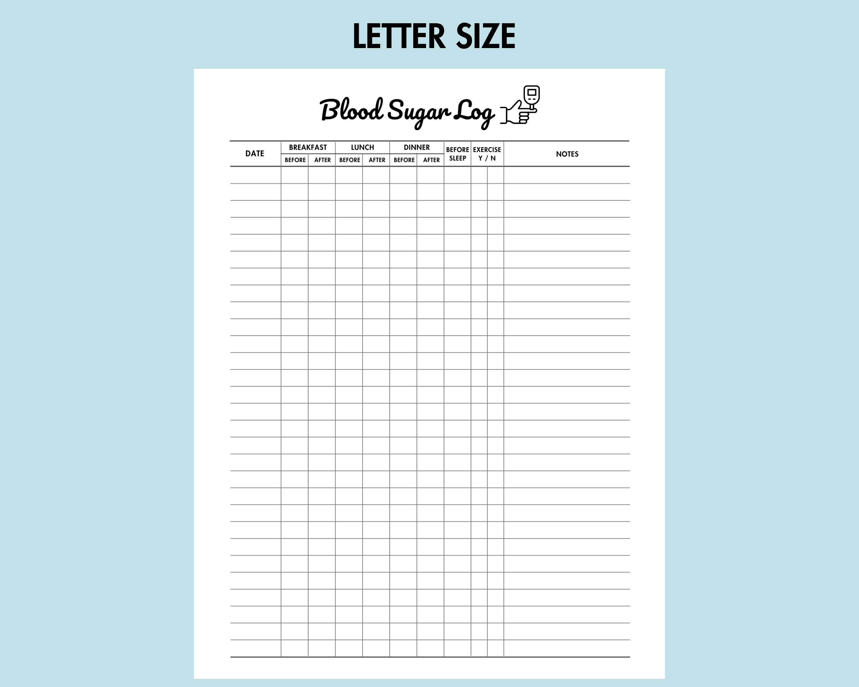 Blood Sugar Log Printable Blood Sugar Tracker Diabetes Tracker Diabetes ...