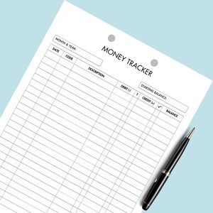 Money Tracker Printable Income and Expense Tracker PDF Checkbook ...