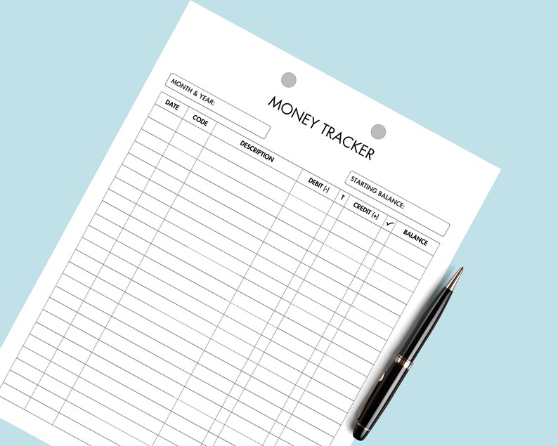 Money Tracker Printable Income and Expense Tracker PDF Checkbook ...