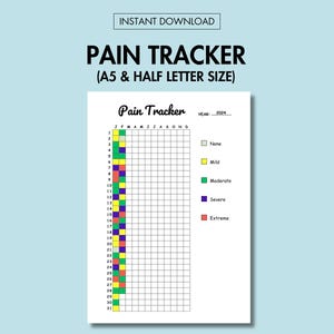 Pain Tracker Printable Journal Page Daily Yearly Pain Log Pain ...