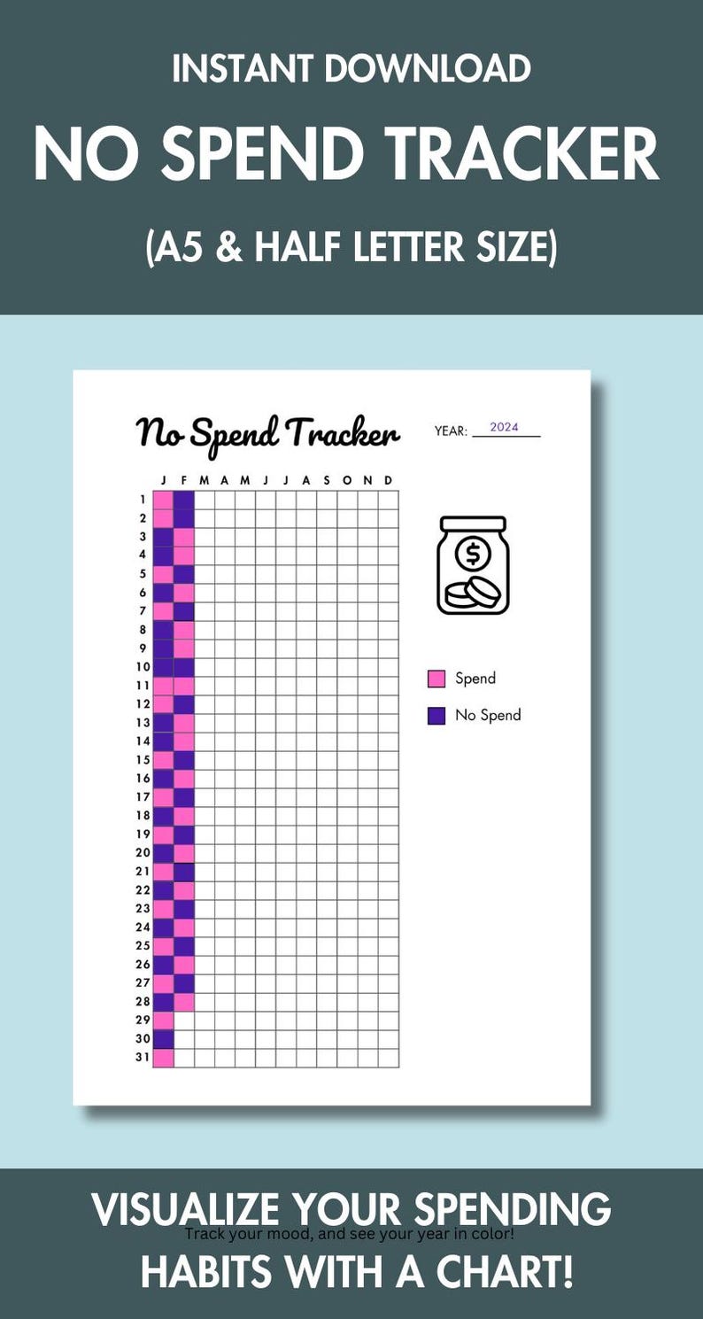 No Spend Tracker Printable No Spending Challenge PDF Money Saving ...