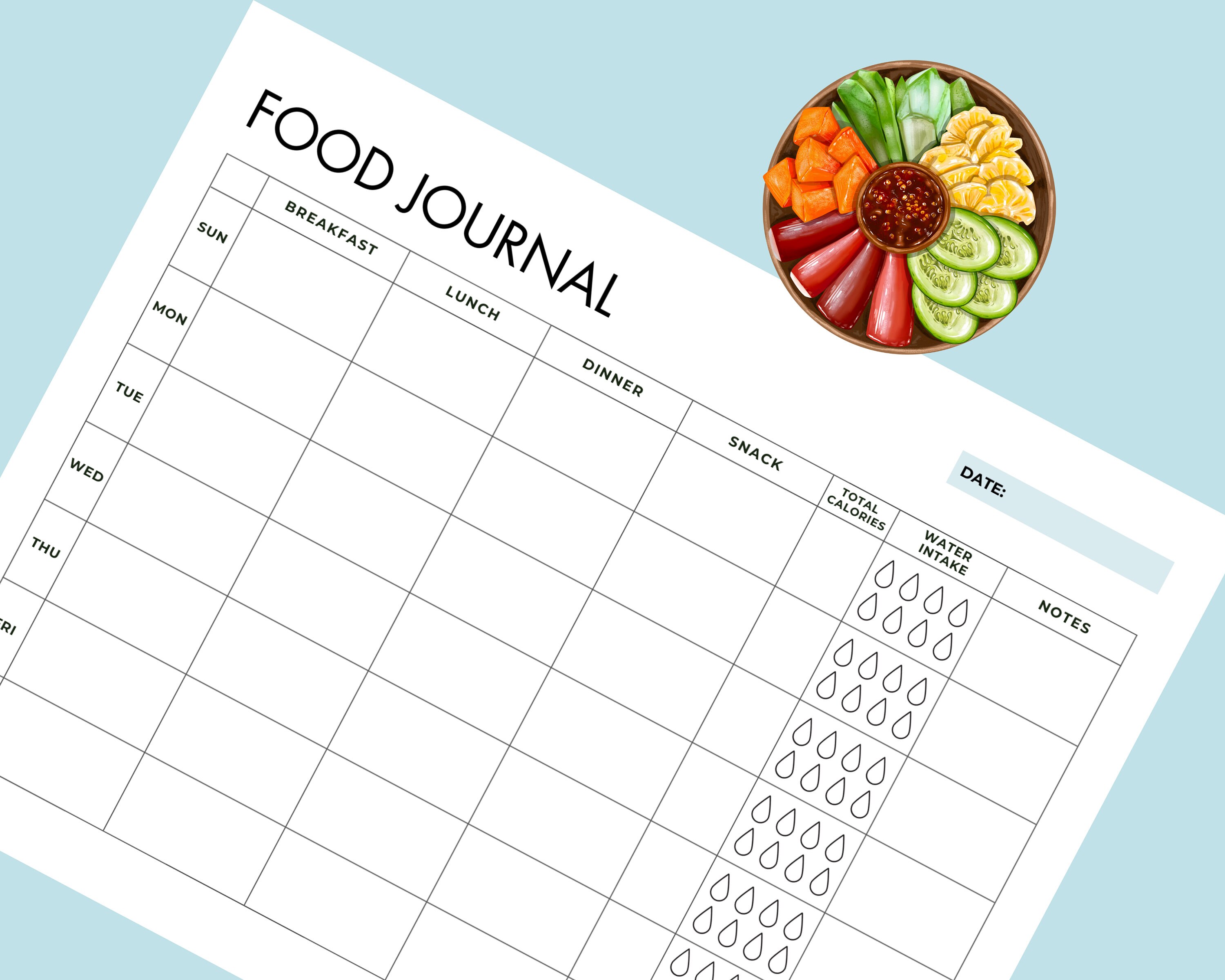 Weekly Food Journal Printable Meal Planner PDF, Weekly Weight Loss ...
