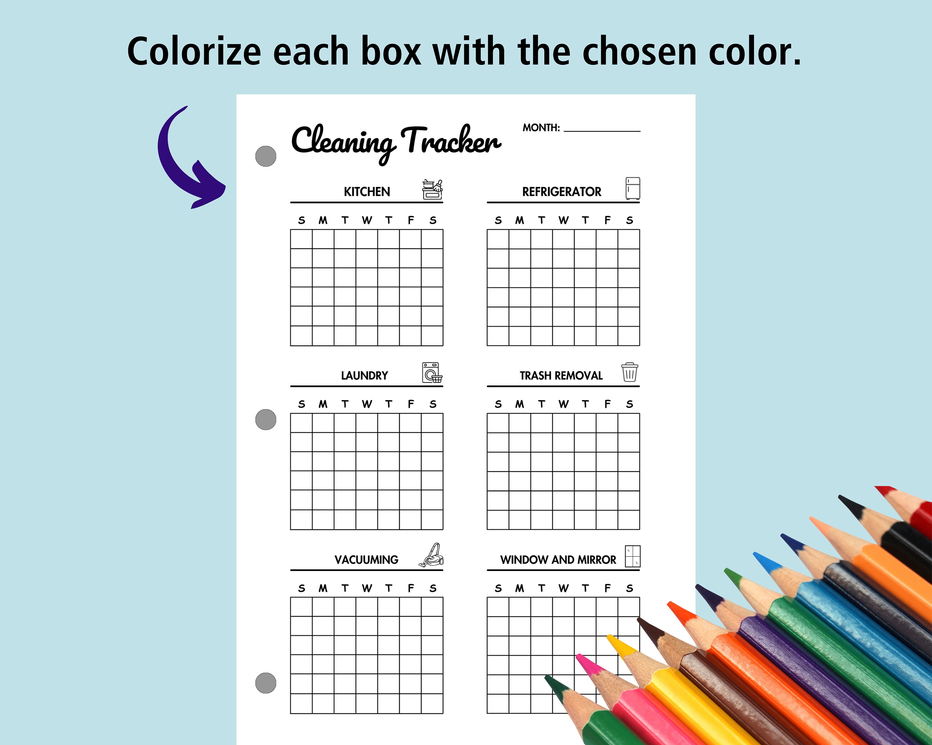 Cleaning Tracker Printable House Task Tracker PDF Daily House Chore ...