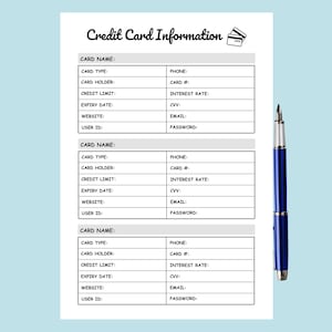 Credit Card Information Log Printable Credit Card Account Login Info ...