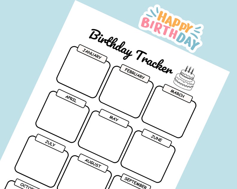 Birthday Tracker for Organizing Gift Planning Printable Birthday ...