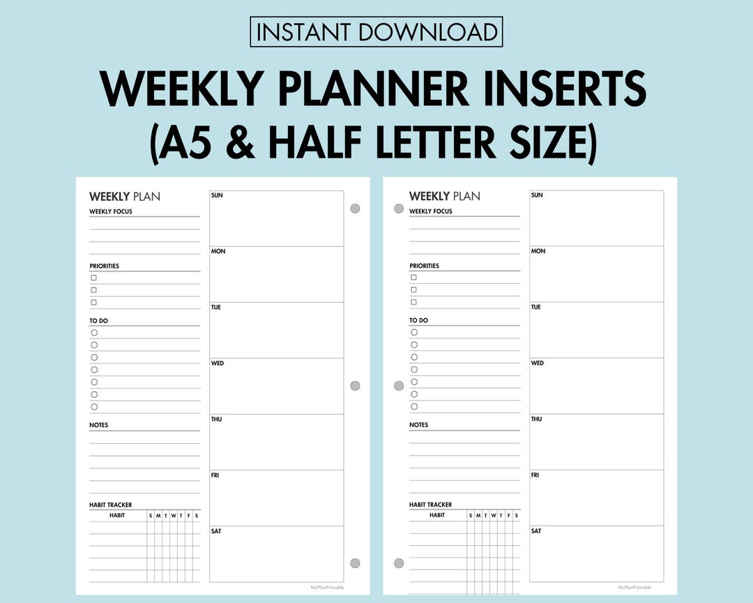 Weekly Planner Printable Undated Weekly Schedule Organizer PDF Weekly ...