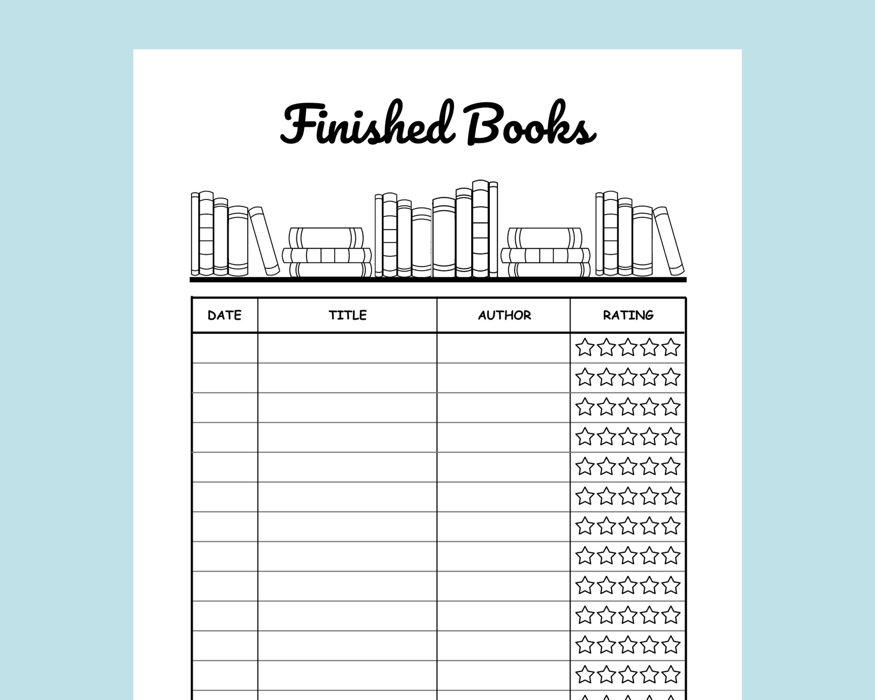 Book Tracker Printable Reading Tracker Finished Book Tracker PDF ...